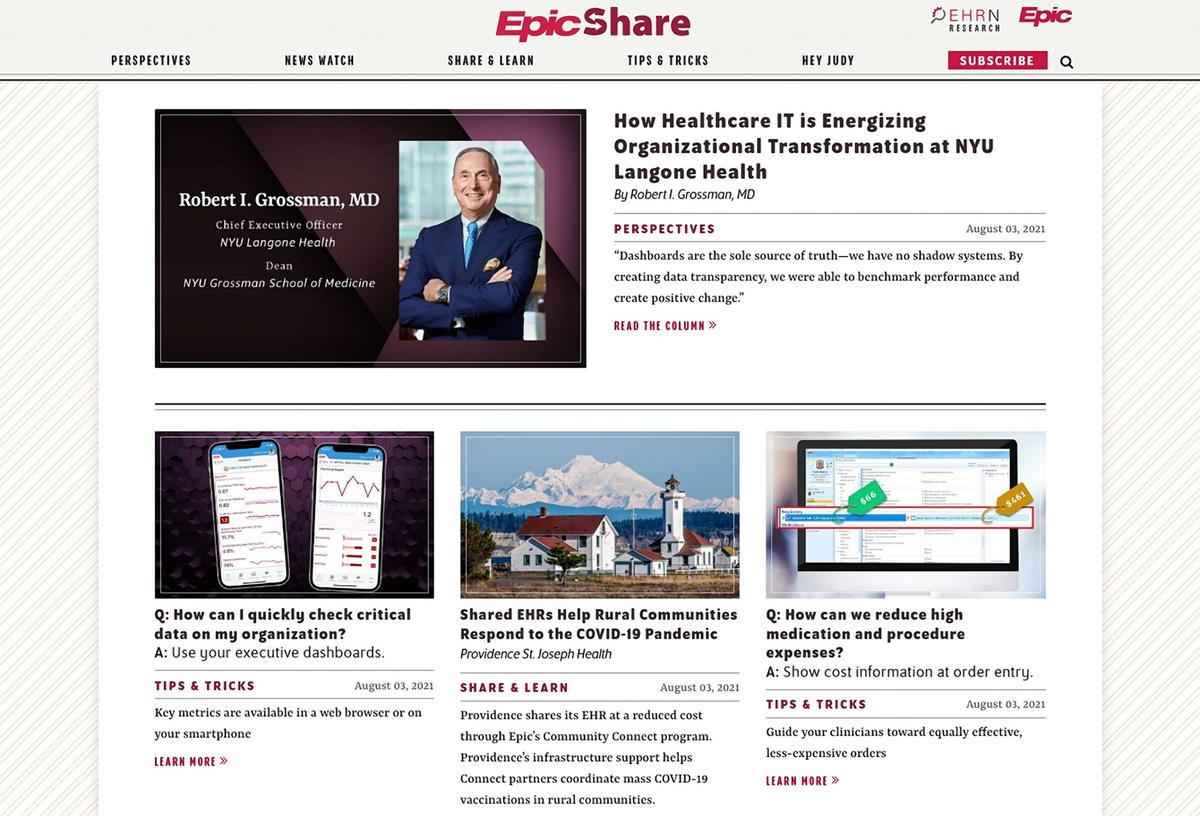 EpicShare Is a Space for Healthcare IT Executives to Learn & Share | Epic